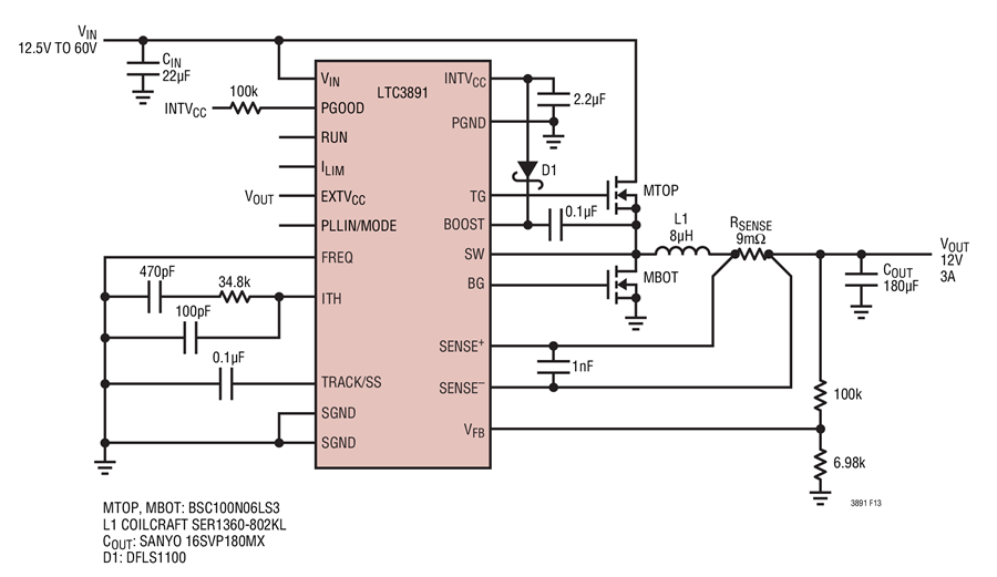 LTC3891 High Efficiency 12V Step-Down Converter Circuit Collection ...