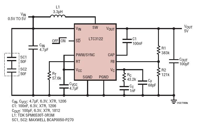 Dual Supercapacitor Backup Power Supply 0 5v To 5v Circuit Collection Analog Devices