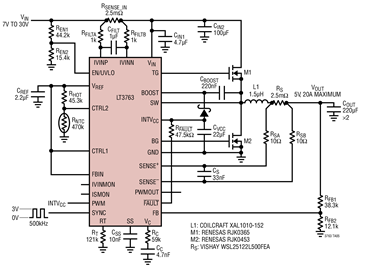LT3763 7-30Vin, 5Vout@20A Synchronous Step Down Circuit Collection ...