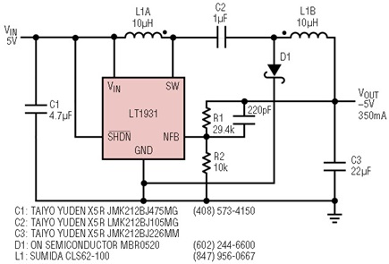 Inverting Switching Regulator Delivers High Current/Low Noise Outputs ...