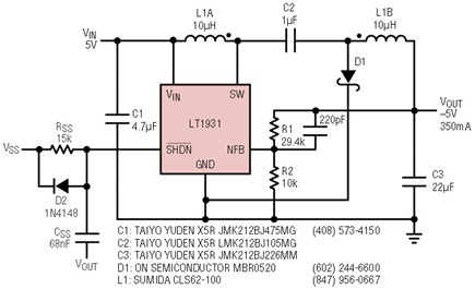 Inverting Switching Regulator Delivers High Current/Low Noise Outputs ...