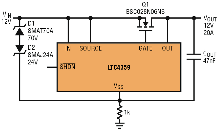 Low Iq Ideal Diode Controller With Reverse Input Protection For Automotive And Telecom Power
