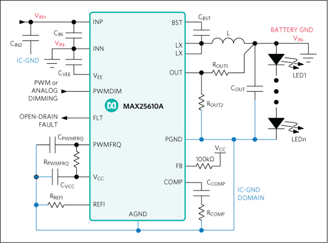 MAX25610A Synchronous Buck and Buck Boost LED Driver / DC-DC Converter ...