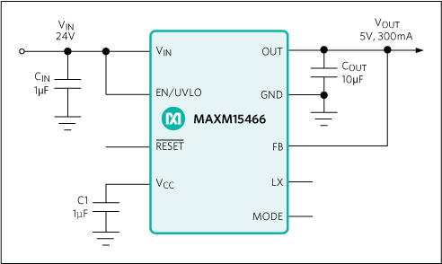 MAXM15466 4.5V to 42V, 300mA Himalaya uSLIC Step-Down Power Module ...