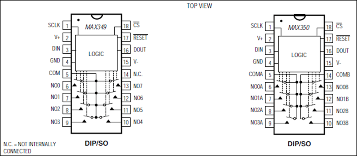 MAX350 Serially Controlled, Low-Voltage, 8-Channel Dual 4-Channel ...