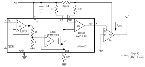 MAX4473 Low-Cost, Low-Voltage, PA Power Control Amplifier for GSM ...