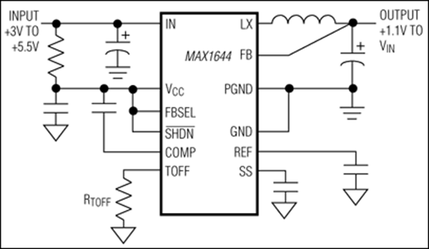 MAX1644 2A, Low-Voltage, Step-Down Regulator with Synchronous Rectification and Internal ...