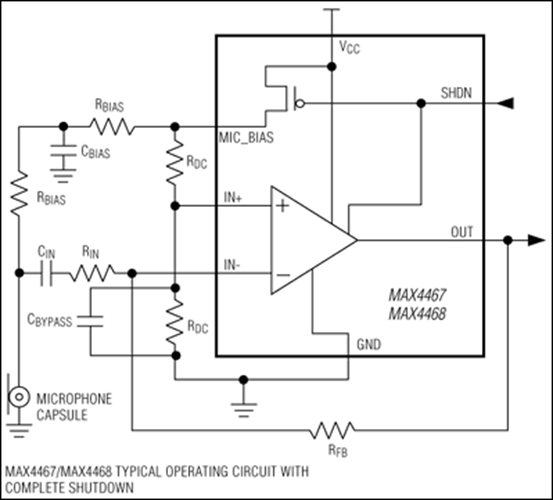 MAX4466 Low-Cost, Micropower, SC70/SOT23-8, Microphone Preamplifiers with Complete Shutdown ...