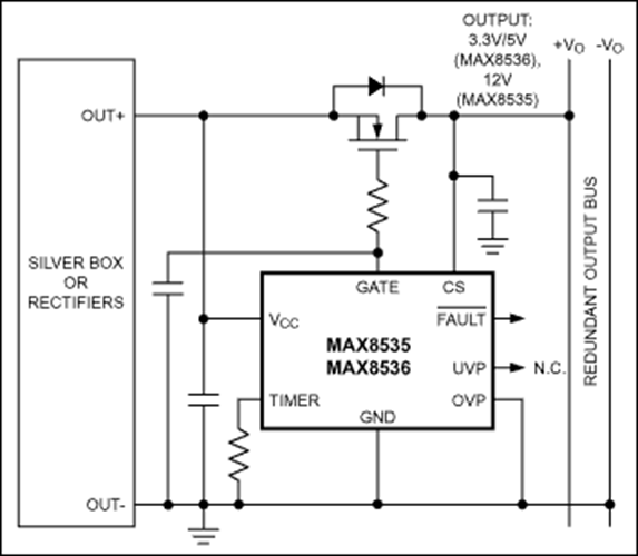 MAX8536 ORing MOSFET Controllers with Fastest Fault Isolation for ...