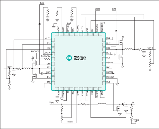 MAX16931 2MHz, 36V, Dual Buck with Preboost and 20µA Quiescent Current ...