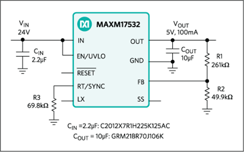 MAXM17532 4V to 42V, 100mA, Himalaya uSLIC Step-Down Power Module ...