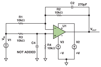 Differential amplifier low pass filter