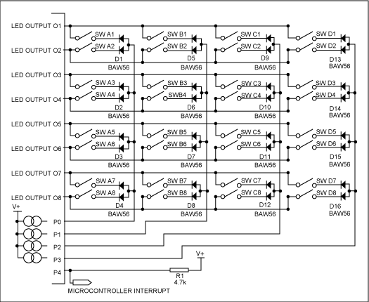 将MAX6954和MAX6955的键盘扫描扩展至32键以上 | Analog Devices
